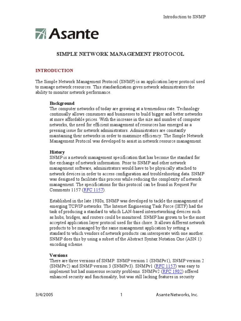 Simple Network Management Protocol: Background | PDF | Computer Network ...