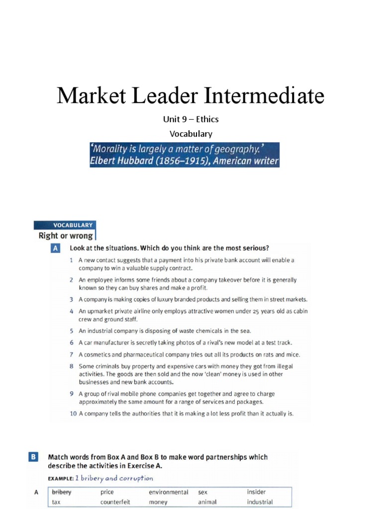 Unit 10 - Ethics - Vocabulary - Right or Wrong | PDF | Finance & Money ...