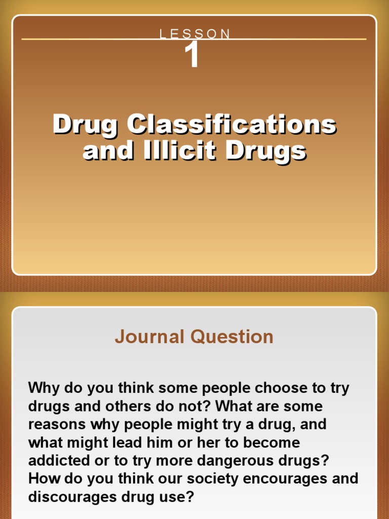 Lesson 1 Drug Classifications Illicit Drugs | PDF | Drugs | Substance Abuse