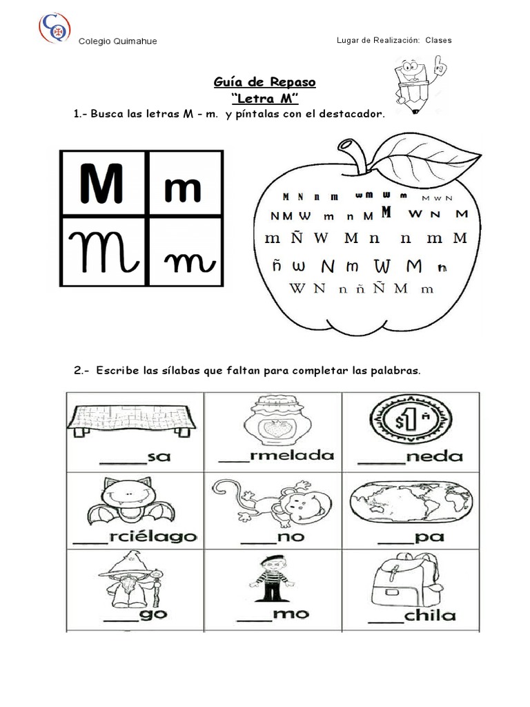 Guía de Repaso Letra M | PDF
