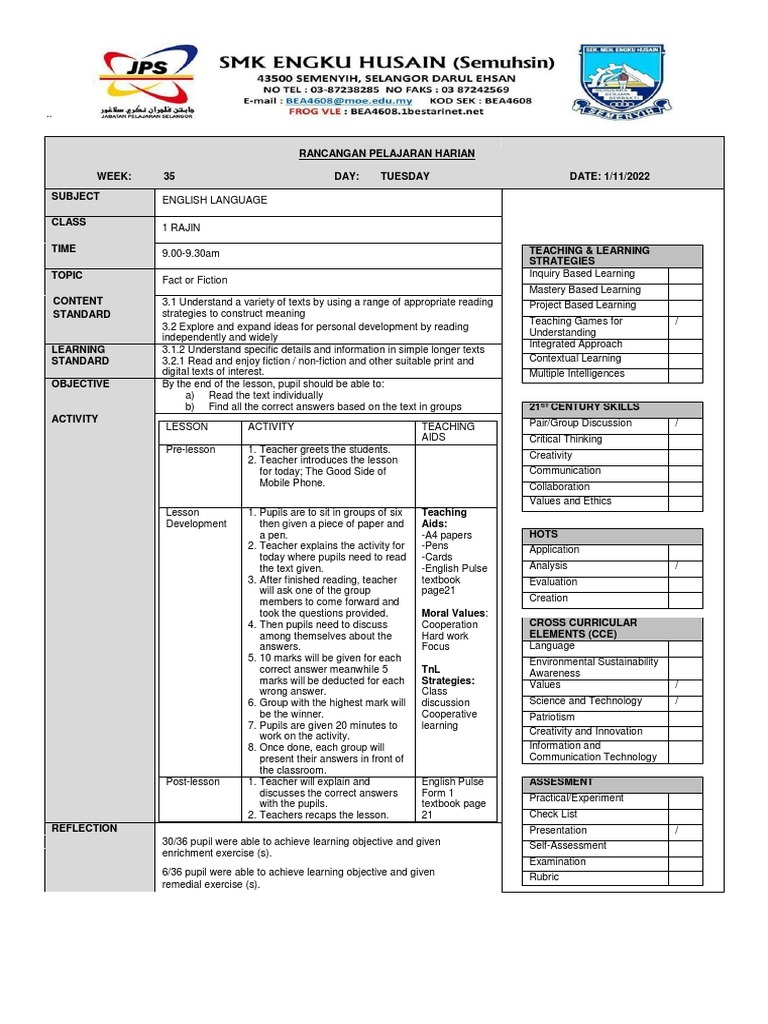 RPH English | PDF | Learning | Teachers