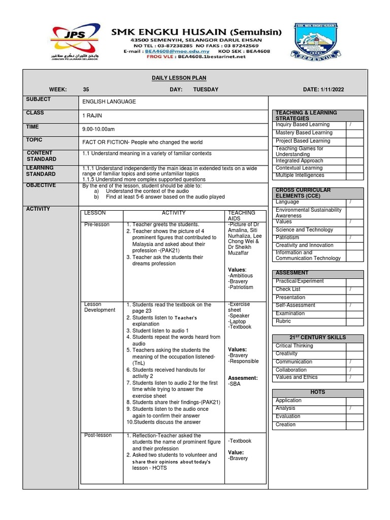 RPH English | PDF | Teachers | Learning