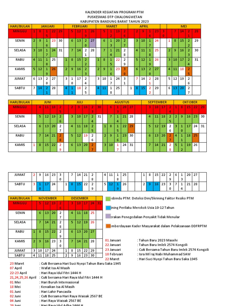 Kalender Kegiatan Program PTM 2023 | PDF