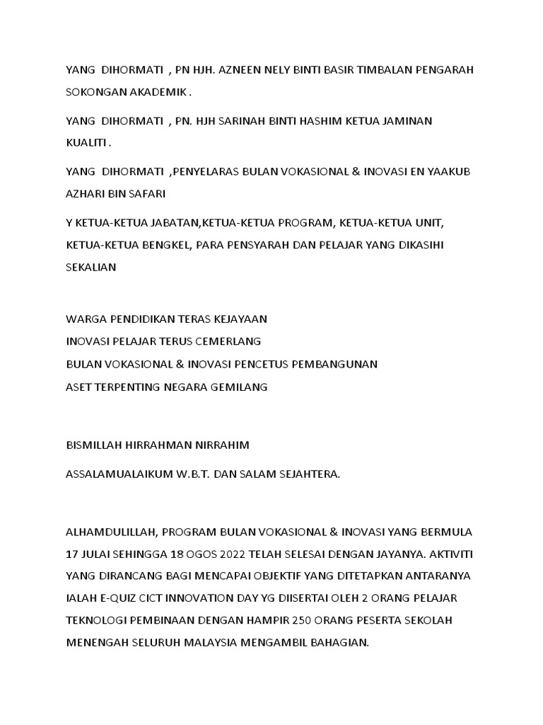 Teks Penutup MC Majlis | PDF