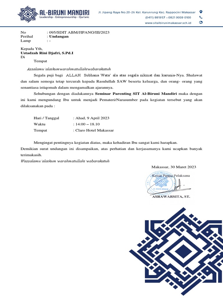 Contoh Surat Undangan Pemateri | PDF