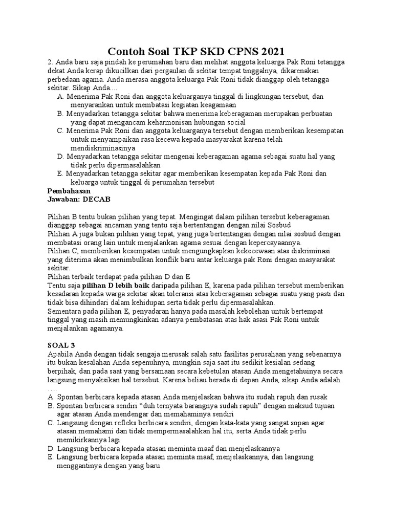Contoh Soal TKP | PDF