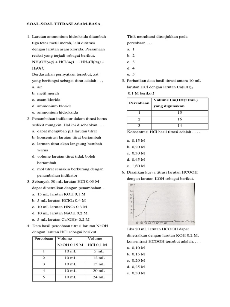 Soal Titrasi Asam Basa | PDF
