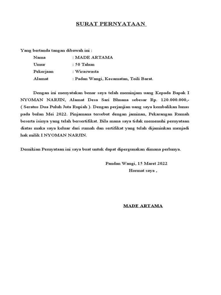 Surat Pernyataan Bersama | PDF