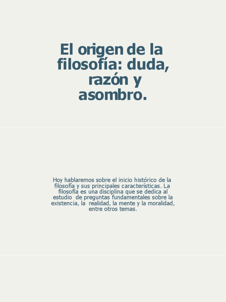 El Origen de La Filosofía Duda, Razón y Asombro. - Presentación | PDF ...