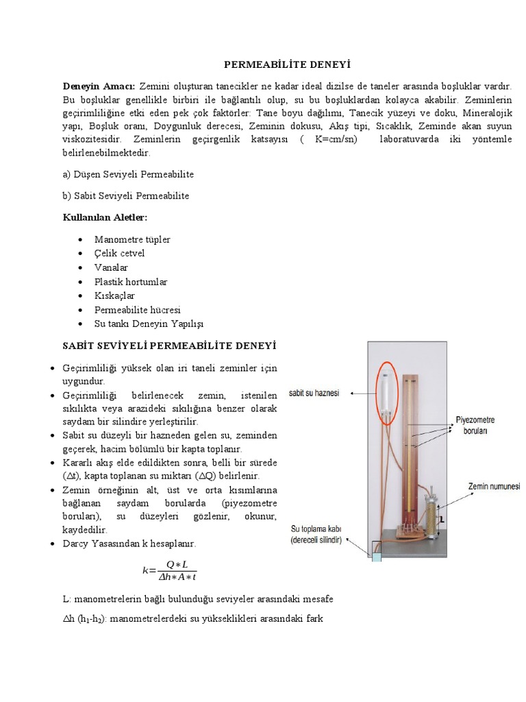 Permeabilite Deneyi Föyü | PDF