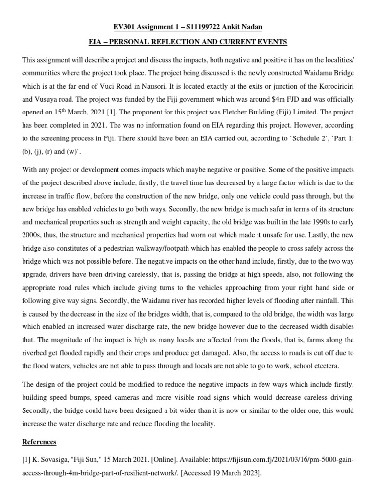 S11199722 - Ankit Nadan - Assignment 1 EV301 | PDF | Flood | Transport