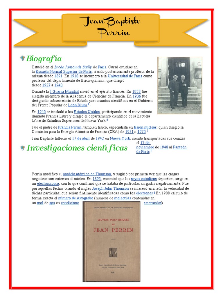 Biografia de Jean Perrin | PDF | Francia | Ciencias fisicas
