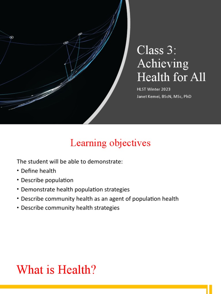 HLST 354: Class 3 - Achieving Health For All | PDF | Preventive ...