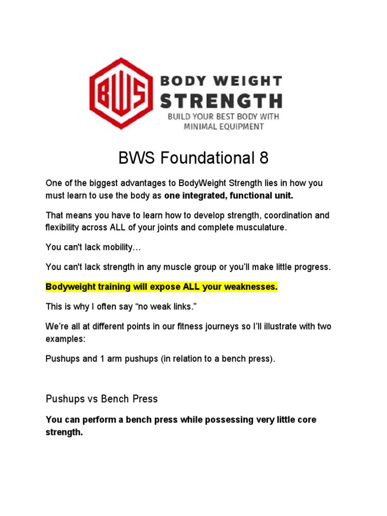 BWS Foundational 8 | PDF | Physical Fitness | Physical Exercise