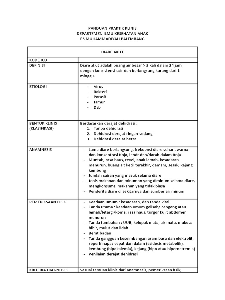 PPK Anak RSMP Diare Akut | PDF