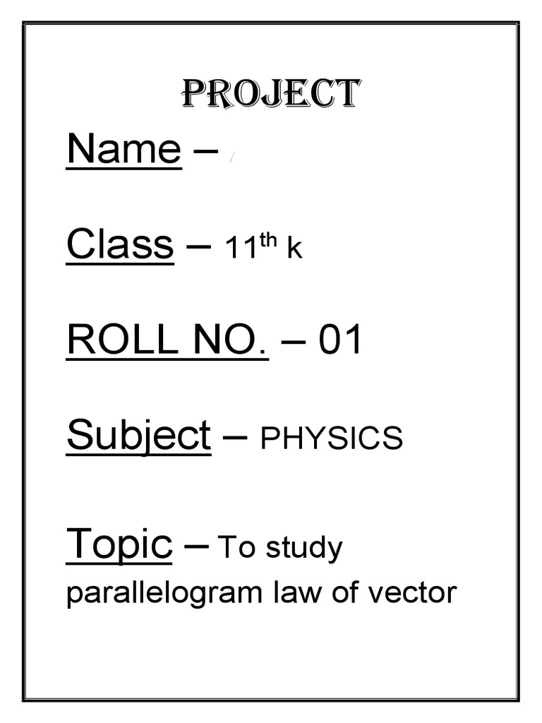 To Study Parallelogram Law of Vector | PDF | Euclidean Vector | Applied And Interdisciplinary ...