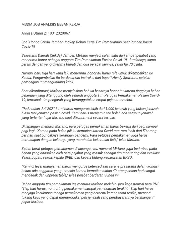 ANALISIS KERJA | PDF