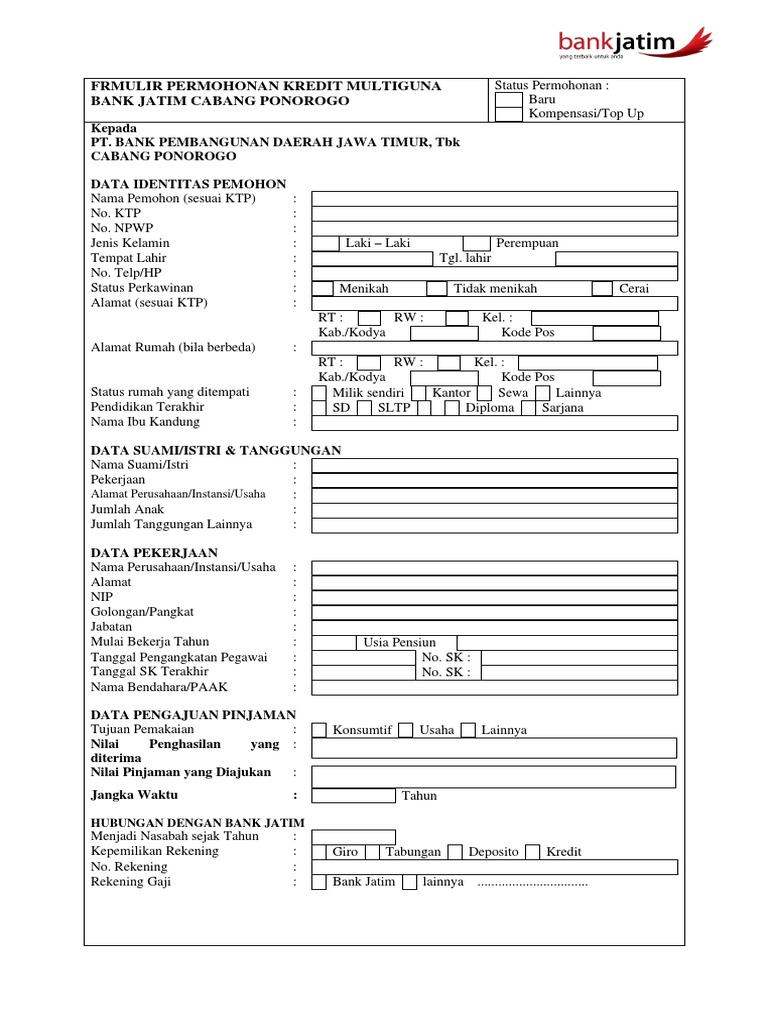 FORMULIR PERMOHONAN KREDIT MULTIGUNA-dikonversi | PDF