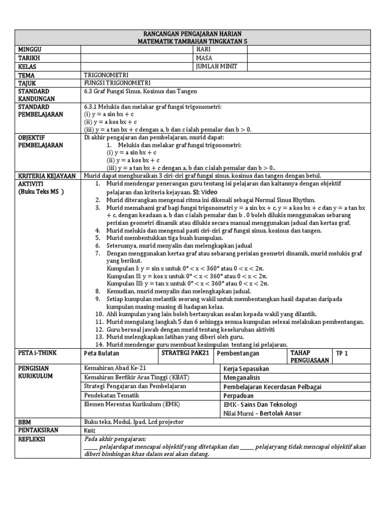 6.3 Graf Fungsi Sinus, Kosinus dan Tangen | PDF