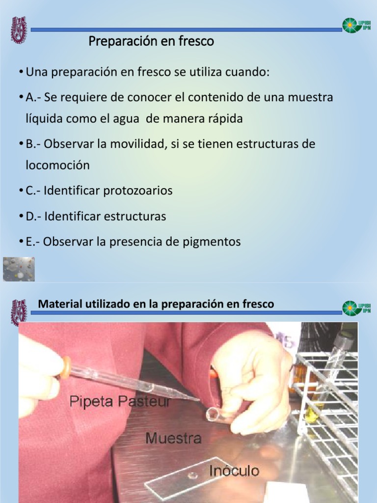 Preparación en Fresco para Microscopía | PDF | Ciencia y matemáticas