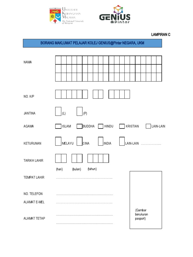 Lampiran C Borang Maklumat Murid 2022 2023 | PDF
