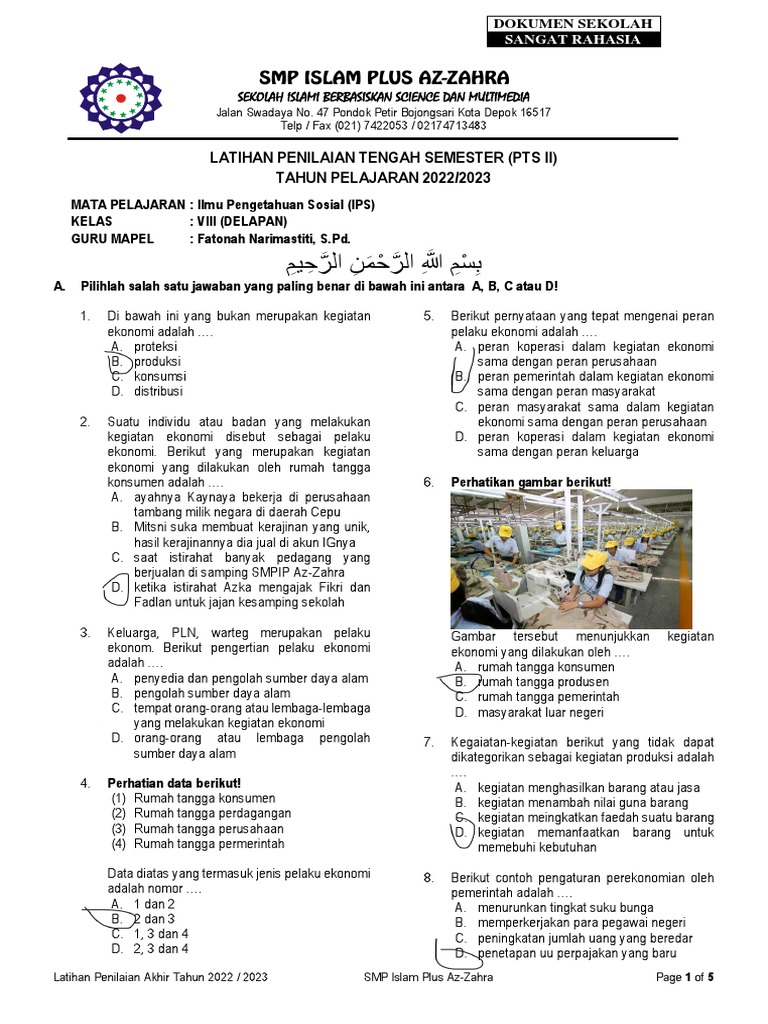 Latihan PTS II IPS 8 | PDF