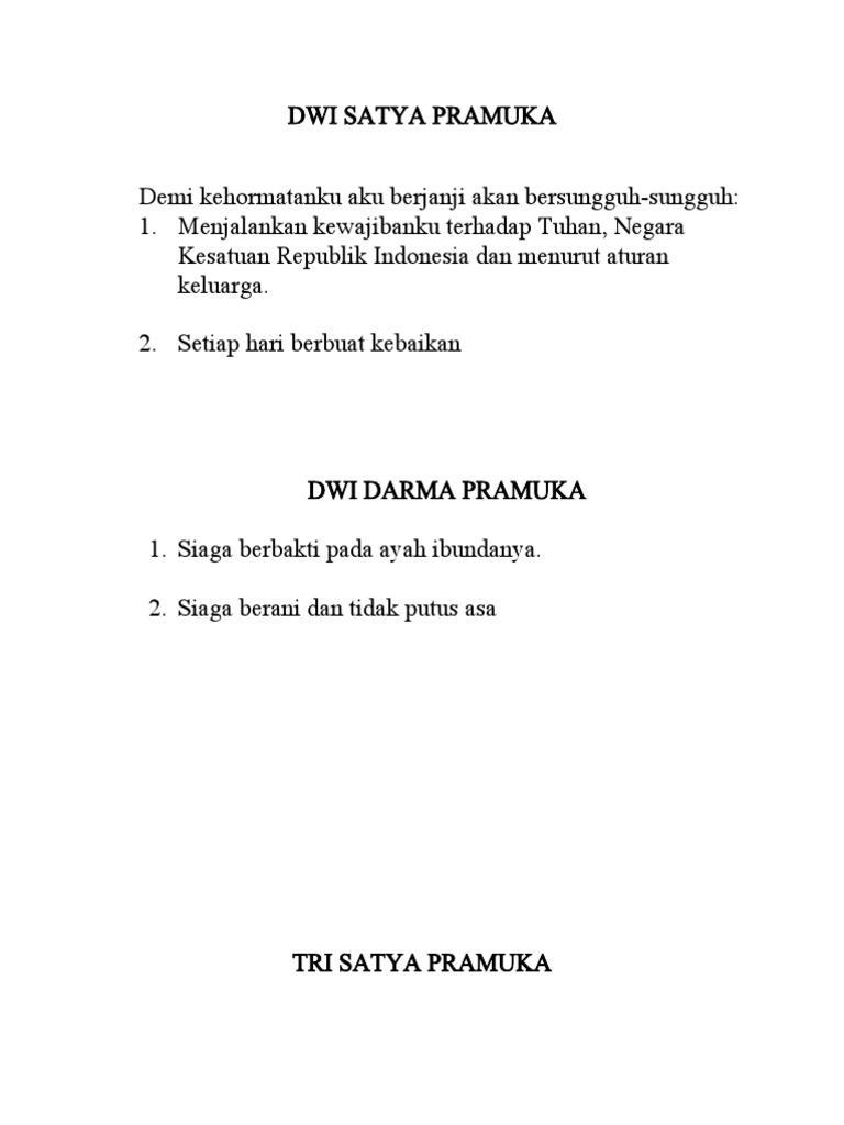 Dwi, Tri, Dasa Darma Pramuka | PDF