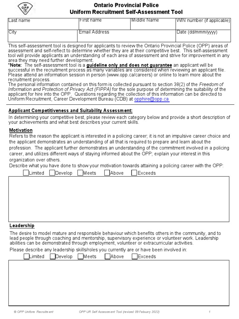 OPP Self-Assessment Tool 09 Feb 2022 | PDF | Psychological Concepts ...