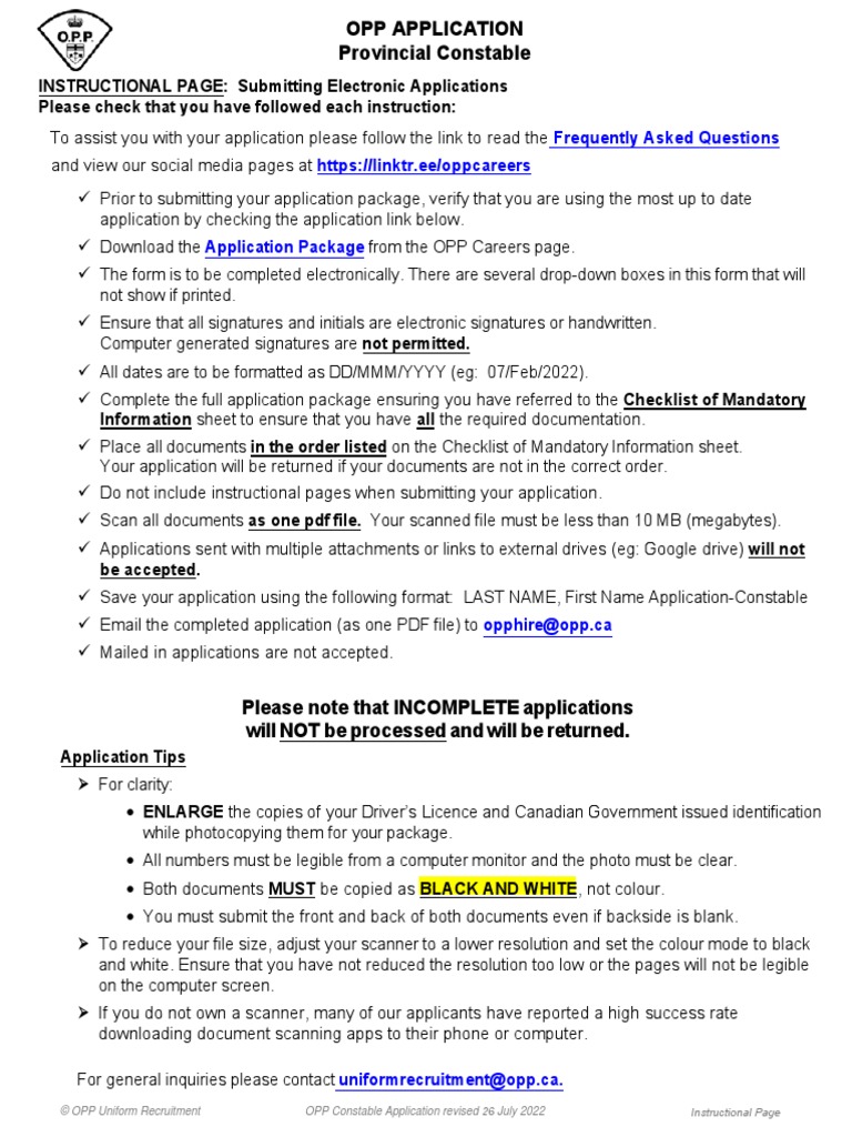 OPP Constable Application | PDF | Disability