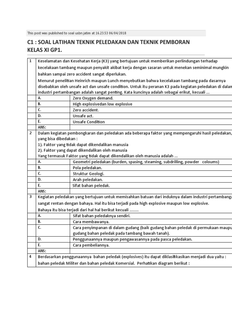 Soal Latihan T. Peledakan Xi GP 1. | PDF