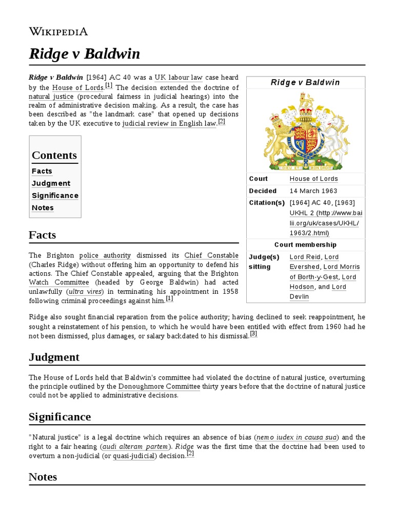 Ridge V Baldwin | PDF | Political Law | Public Law