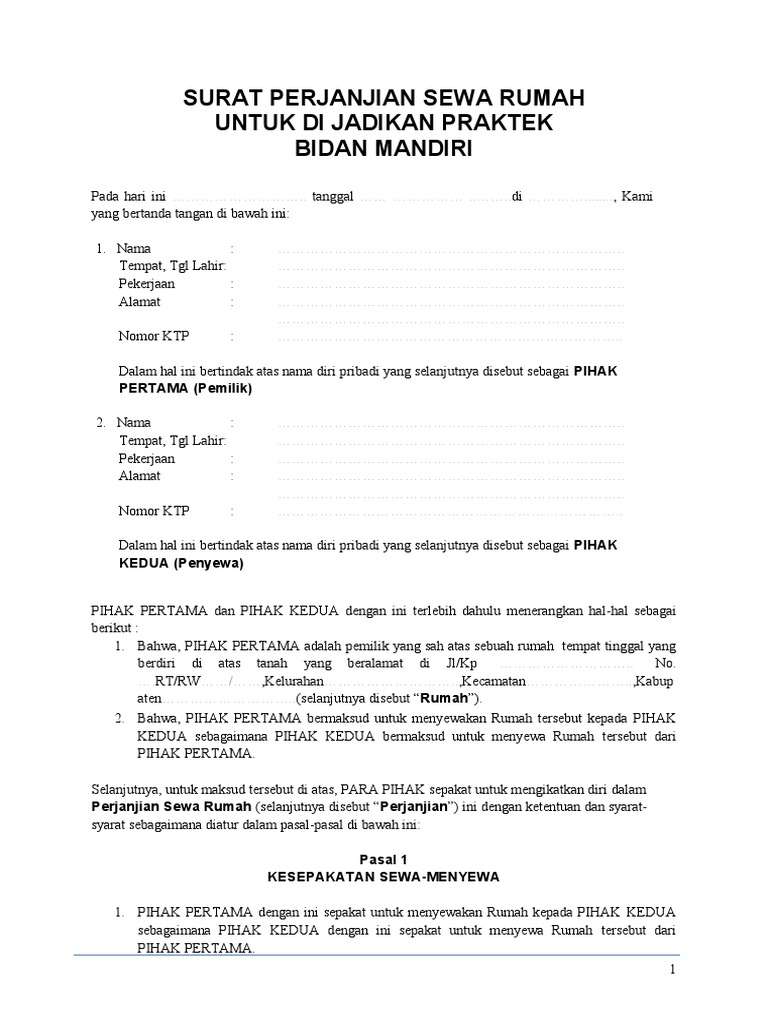 Surat Sewa Rumah | PDF
