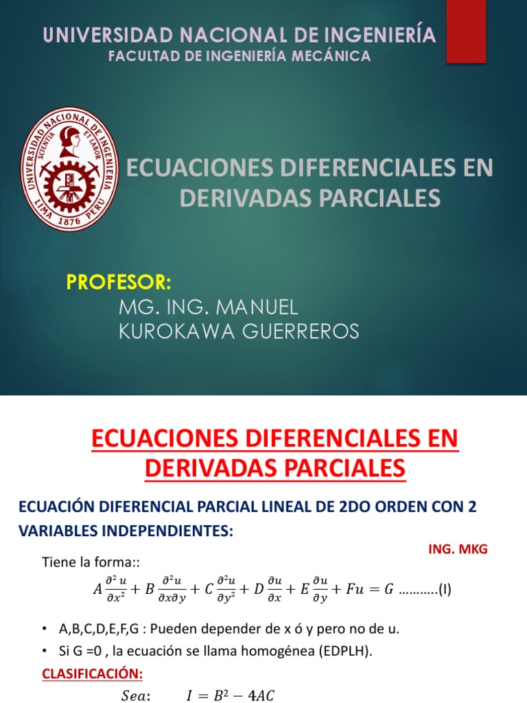 Ecuaciones Diferenciales en Derivadas Parciales: Universidad Nacional de Ingeniería | PDF ...