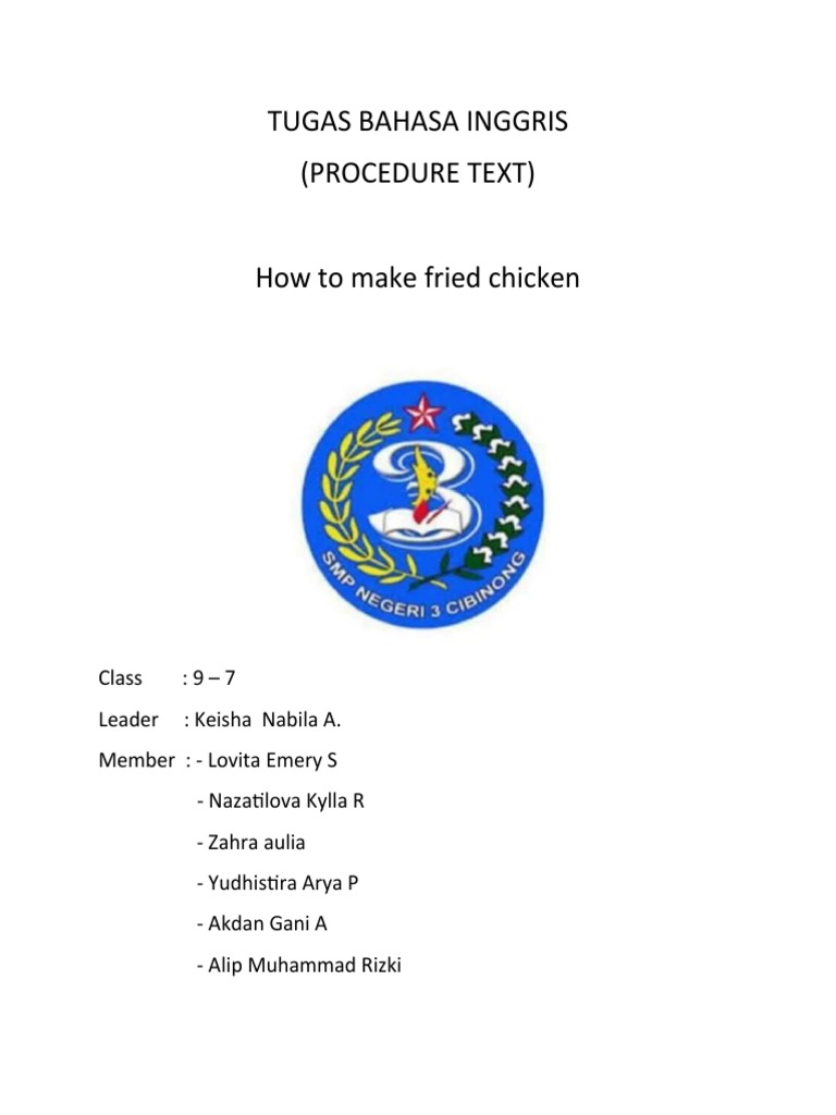 Tugas Bahasa Inggris (Procedure Text) How To Make Fried Chicken | PDF