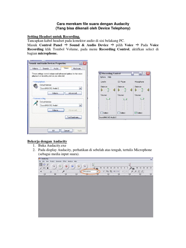 Tutorial Rekaman Dengan Audacity | PDF