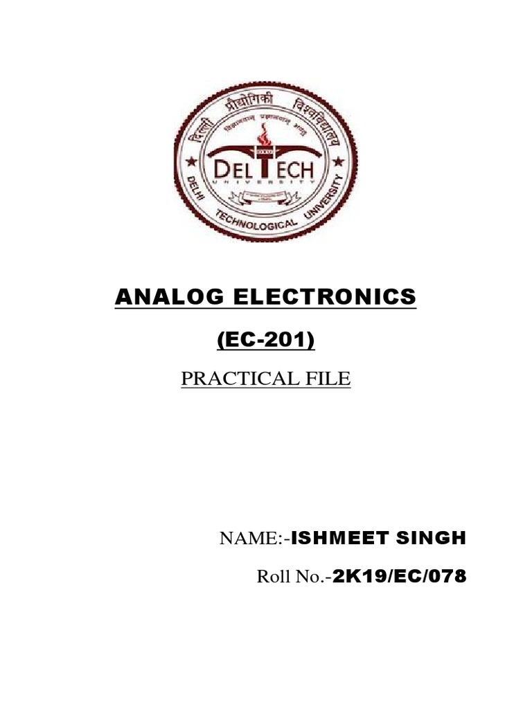 Analog Electronics: Practical File | PDF | Rectifier | Diode