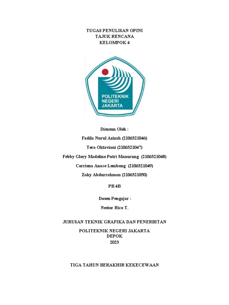 Tajuk Rencana Kelompok 4 | PDF
