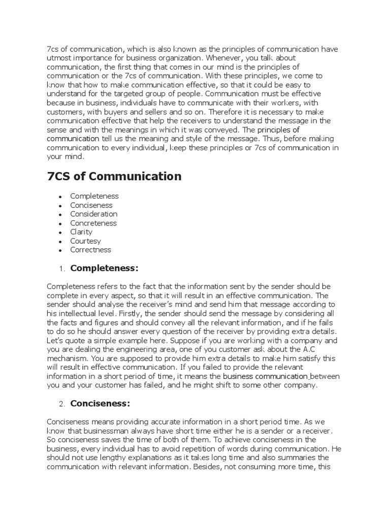 7cs of Communication | Download Free PDF | Communication | Human Communication