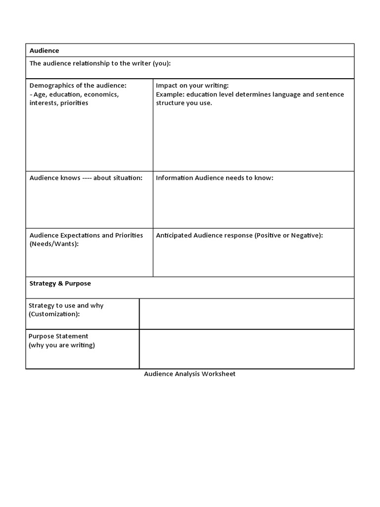 Audience Analysis Worksheet | PDF
