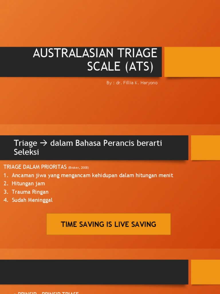 Australasian Triage Scale (Ats) : By: Dr. Fillia K. Haryono | PDF ...