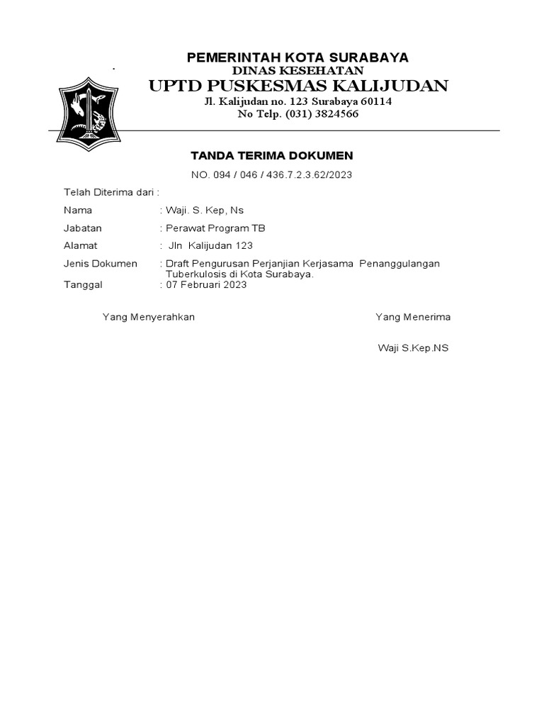 Tanda Terima Draft Mou TBC | PDF