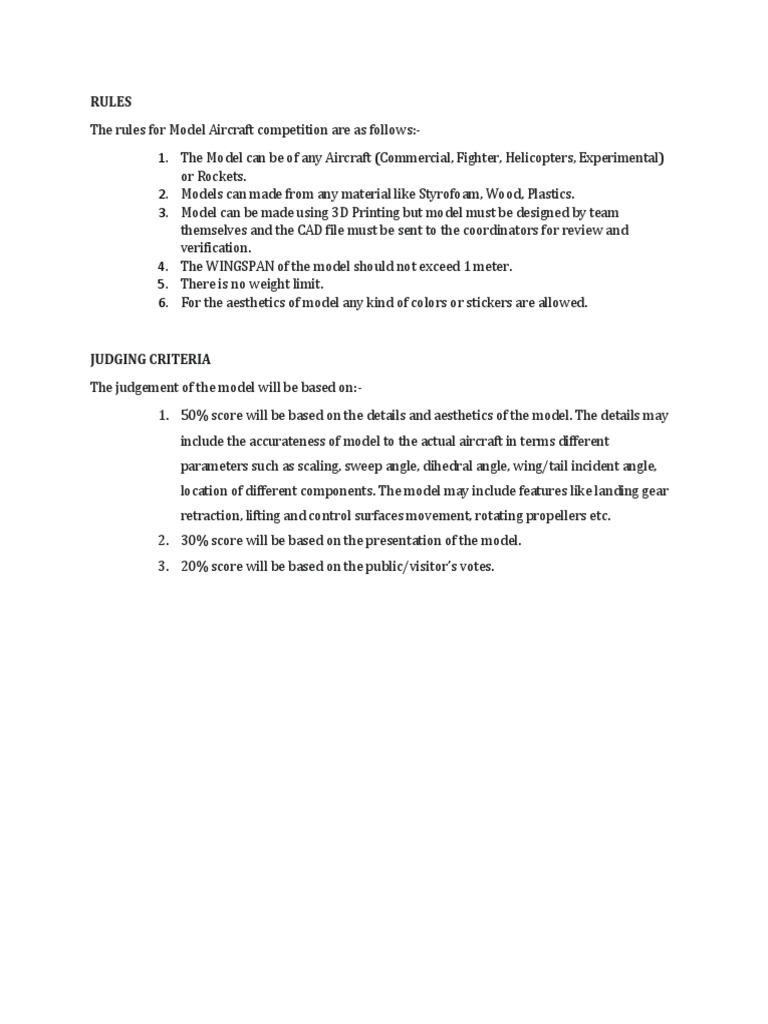 Model Aircraft Competition Rule Book | PDF