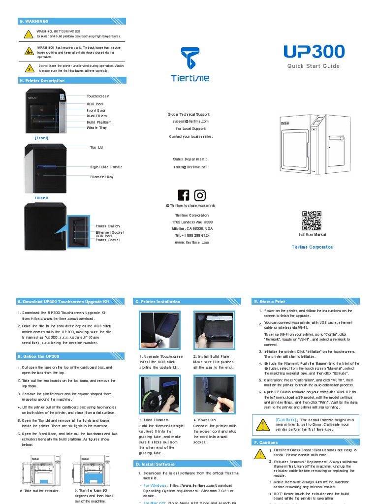 UP300 3D Printer User Manual | PDF | Printer (Computing) | Mac Os