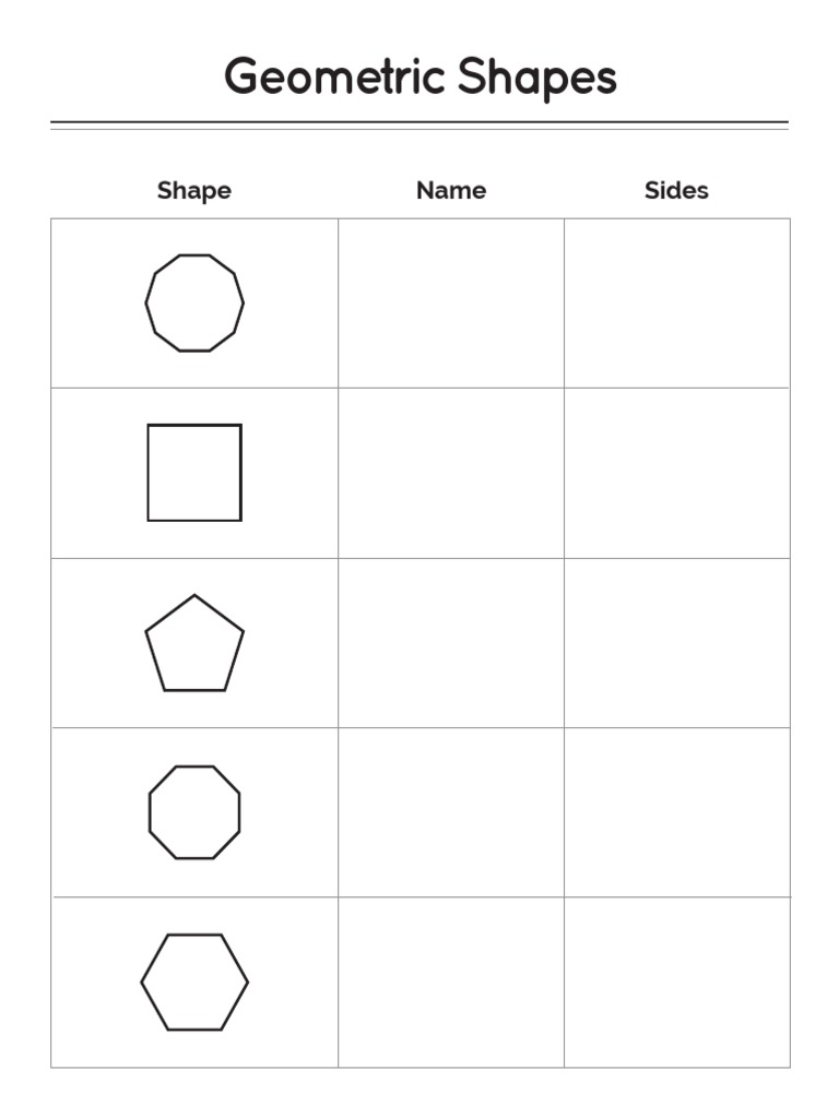 Geometric Shapes: Shape Name Sides | PDF