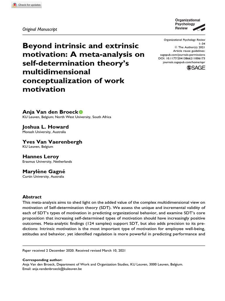 Beyond Intrinsic and Extrinsic Motivation: A Meta-Analysis Revealing ...