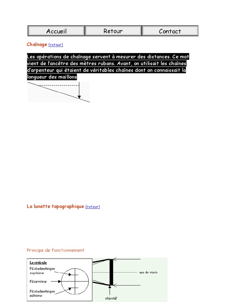 Fonctionnement de la lunette topographique | PDF | Système de ...