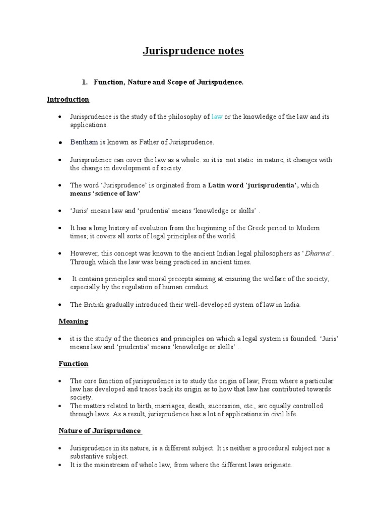 Jurisprudence Notes | PDF | Punishments | Jurisprudence