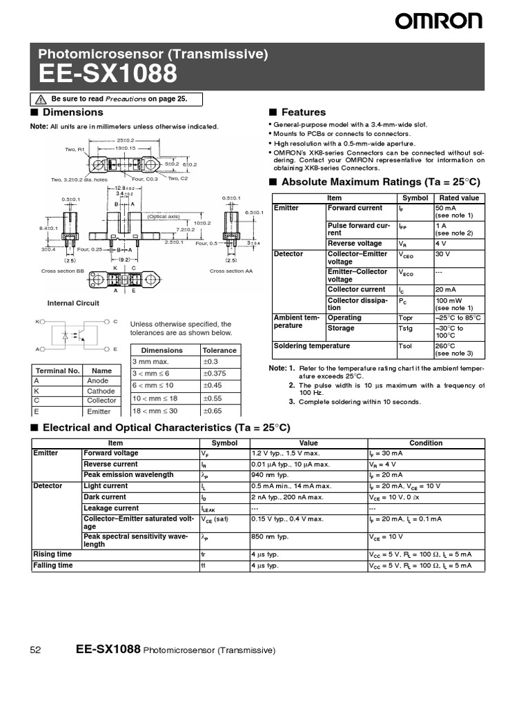 EE-SX1088: Photomicrosensor (Transmissive) | PDF | Metrology | Electricity