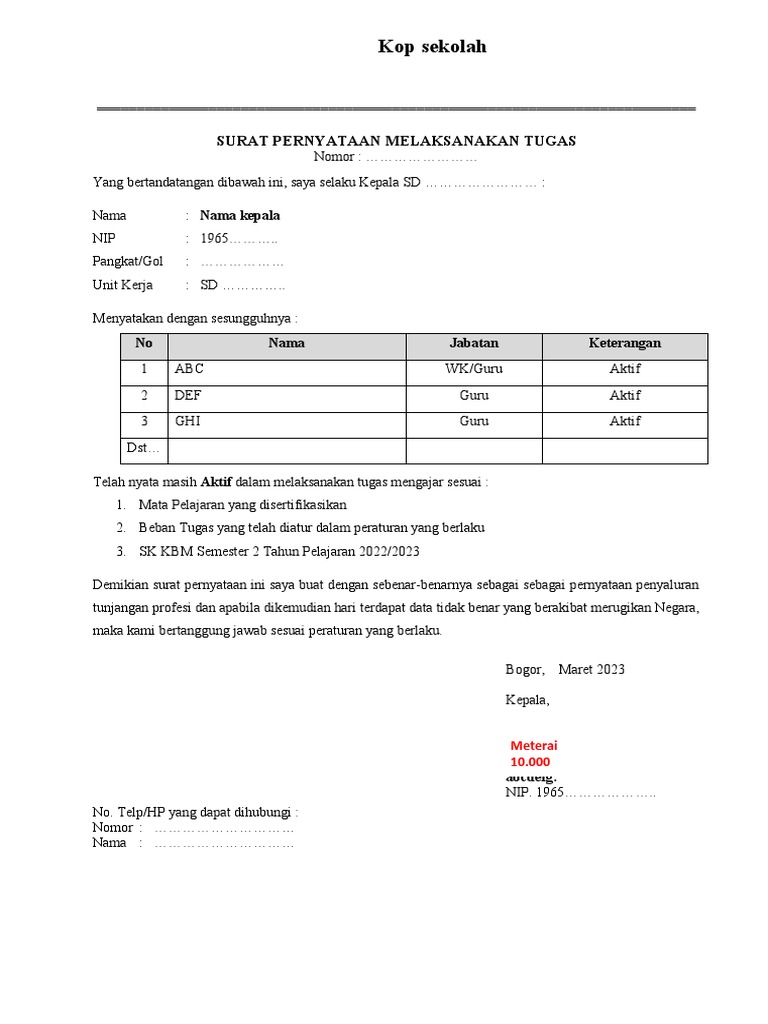 Format SPMT Semester 1 TA 2023 | PDF