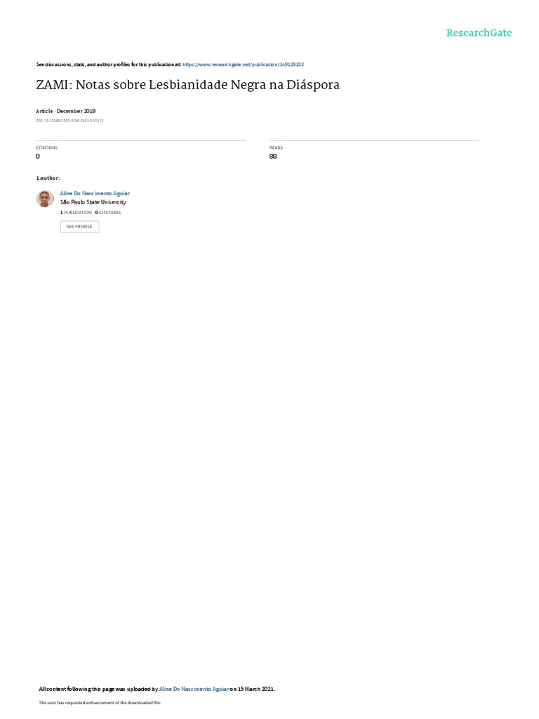 ZAMI Notas Sobre Lesbianidade Negra Na Diaspora | PDF | Bissexualidade | Lésbico